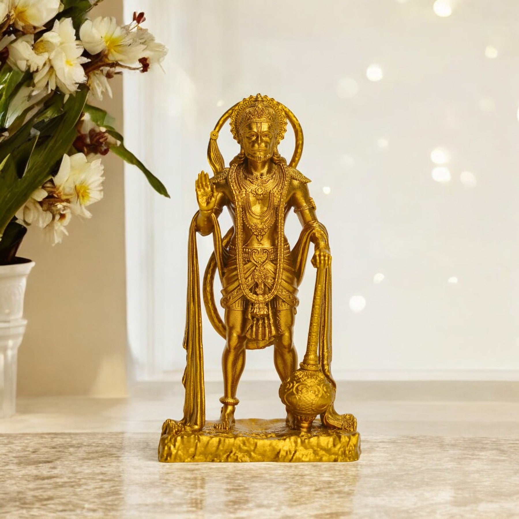 Gold Hanuman Figurine | Premium Resin Bajrangbali Idol for Home Temple ...